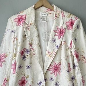 Chadwicks | Jackets & Coats | Chadwicks Womens Size 4 T Tall Floral Linen Blazer Jacket ...